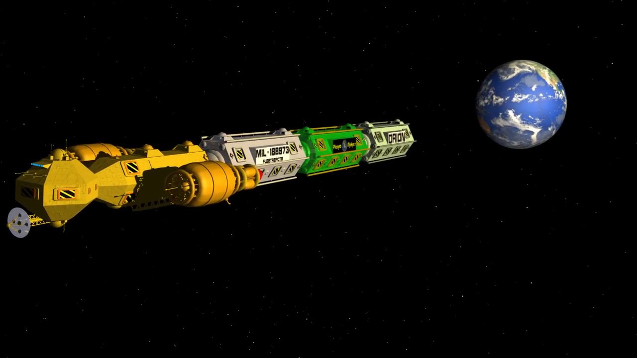 Spaceship stock footage, Goliath class heavy freighter leaving Earth ...