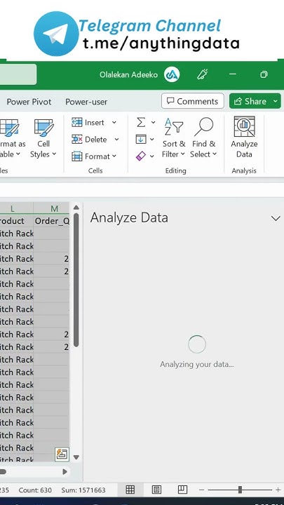 Analyze Data Button in Excel - YouTube