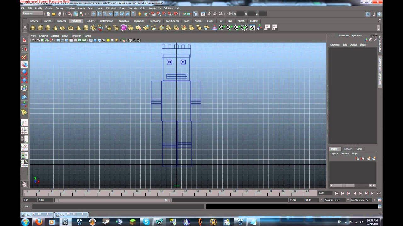 Autodesk maya tutorial minecraft character modeling rigging part 4 - YouTube