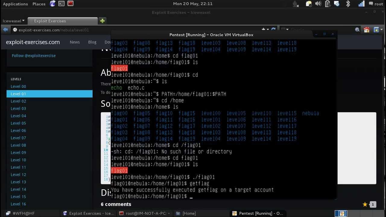 exploit-exercises level00 to level01 of nebula - YouTube