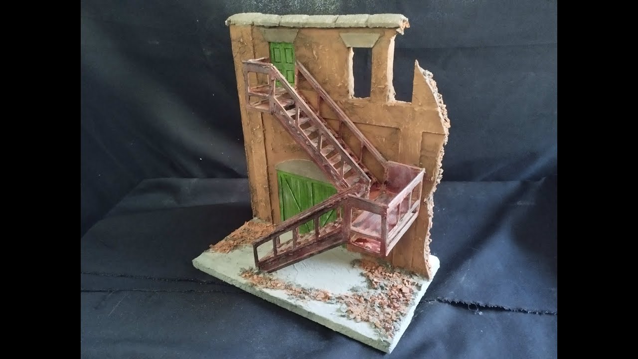 Staircase model 1/35 scale. Step by step tutorial - YouTube