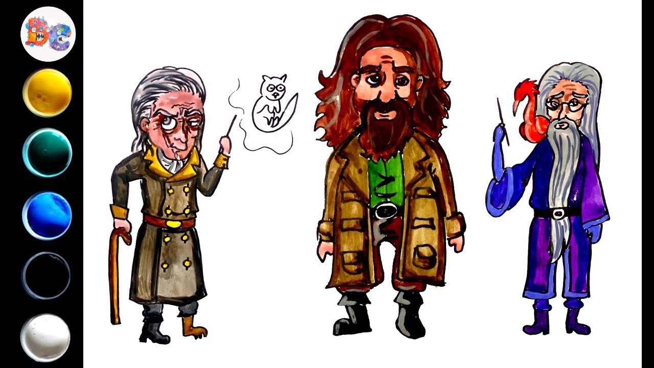 How to draw Harry Potter Characters Part 3: Hagrid, Dumbledore, Argus ...