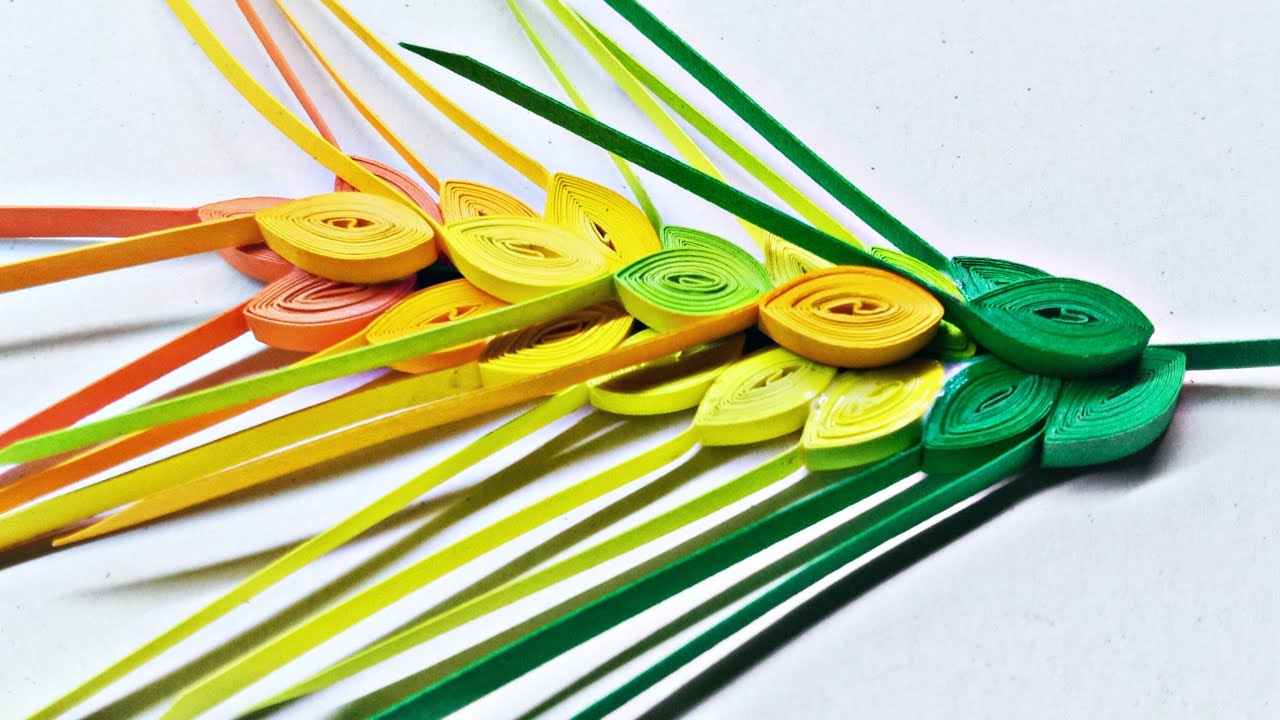 how to make paper wheat quilling craft paper art, diy easy paper wheat ...
