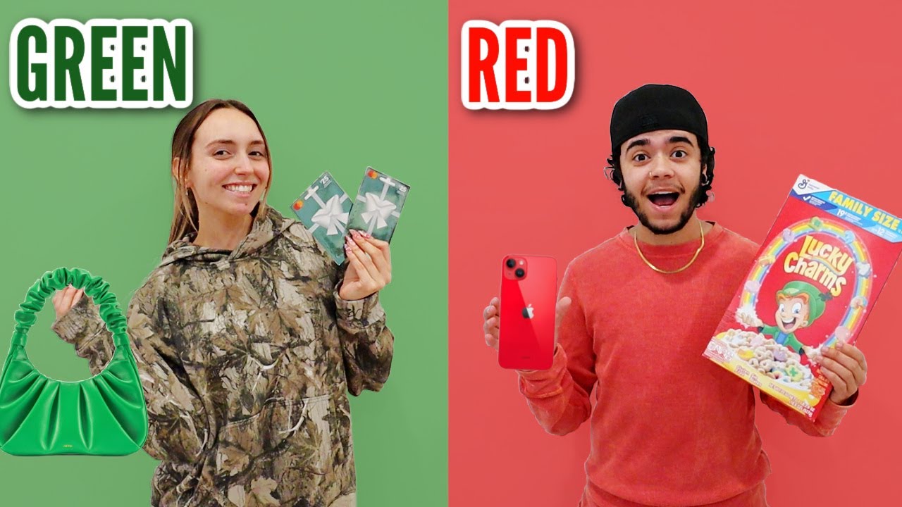 RED vs GREEN Shopping Challenge! *NO BUDGET* - YouTube