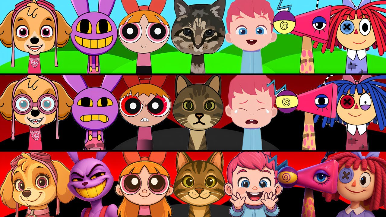 Incredibox Sprunki OC Phase 1 to Phase 3 OO EE AA Spinning Cat, Zooble ...