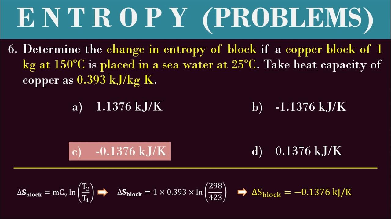 MCQ on Entropy (Numerical) | | Chemistry | Engineering Thermodynamics ...