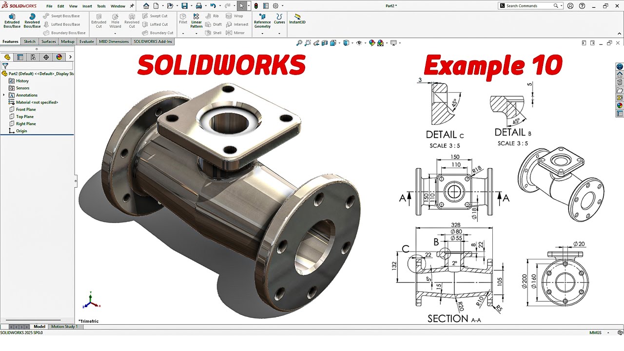 SolidWorks Tutorial – Intermediate Example 10 | Part & Drawing Practice ...