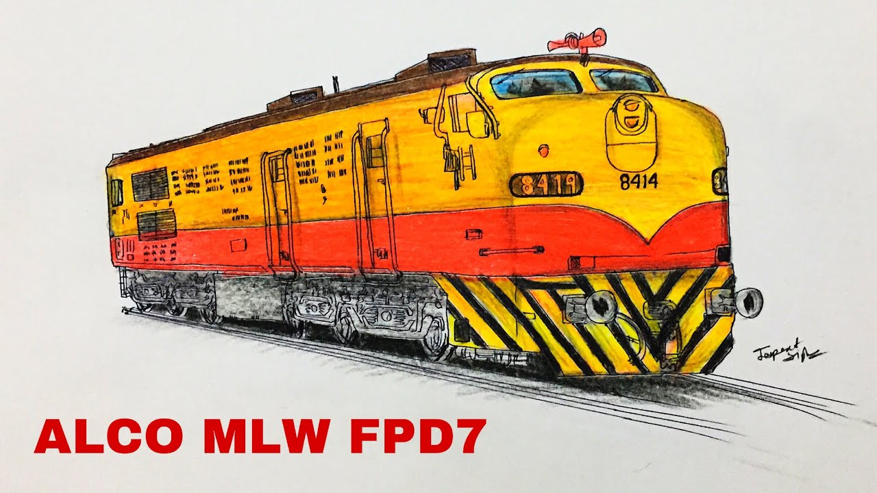 How to draw a train | ALCO MLW FPD7 | Artist Munda - YouTube