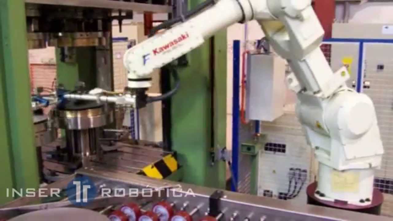 Robotic solution for fire extinguishers manufacturing - YouTube