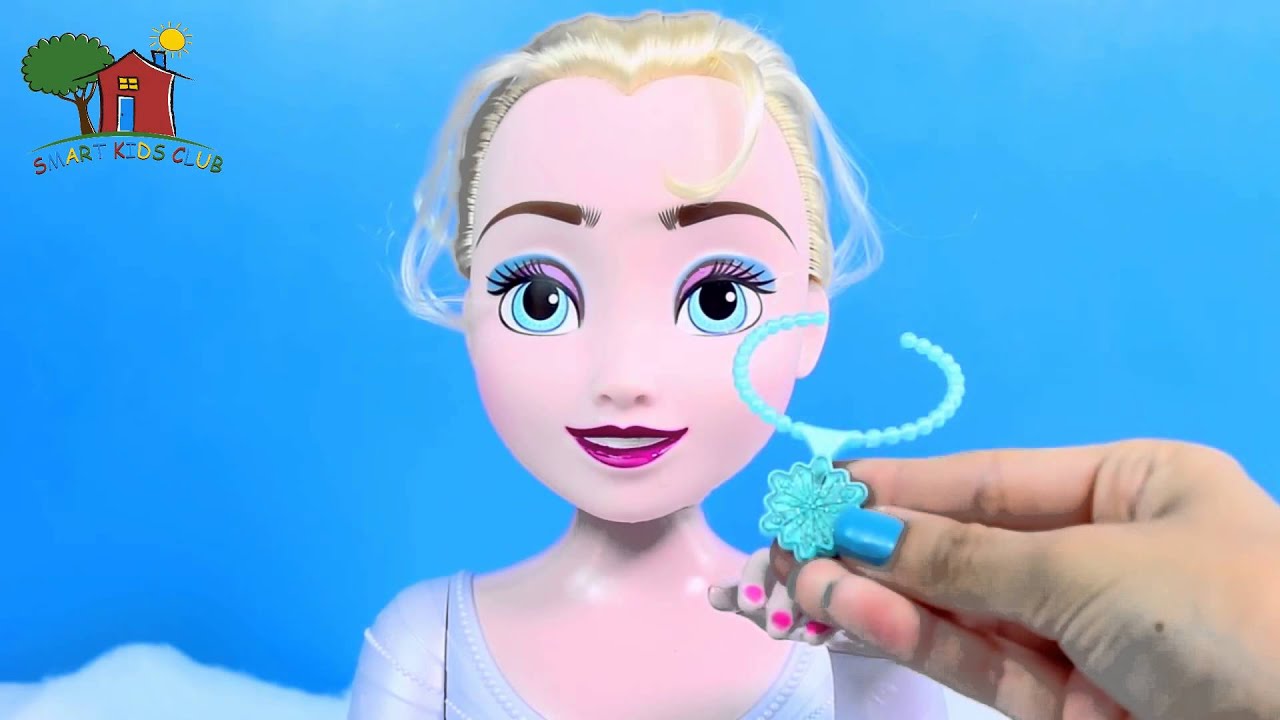 Disney Frozen Elsa Styling Head Deluxe Set Magical Colour changing Hair ...