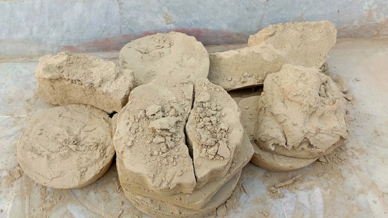 Asmr.Natural mud dry crumbling on floor + clay pot - YouTube