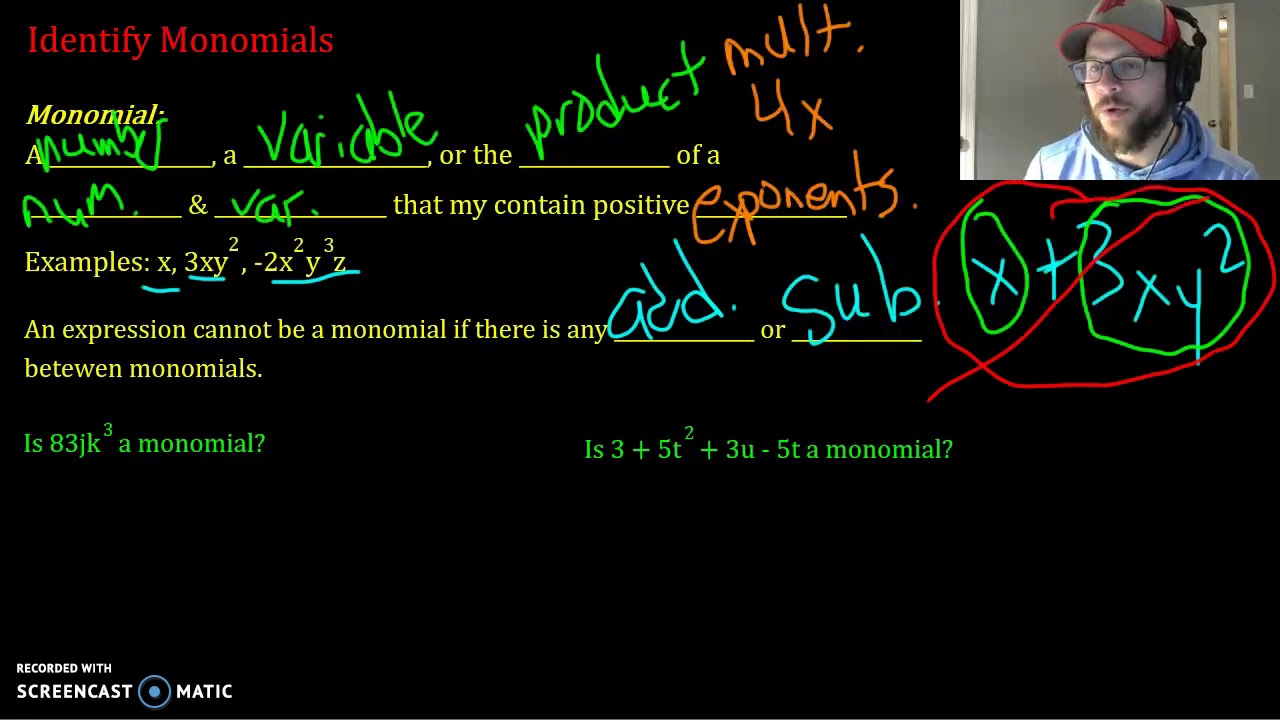 Identify Monomials - YouTube