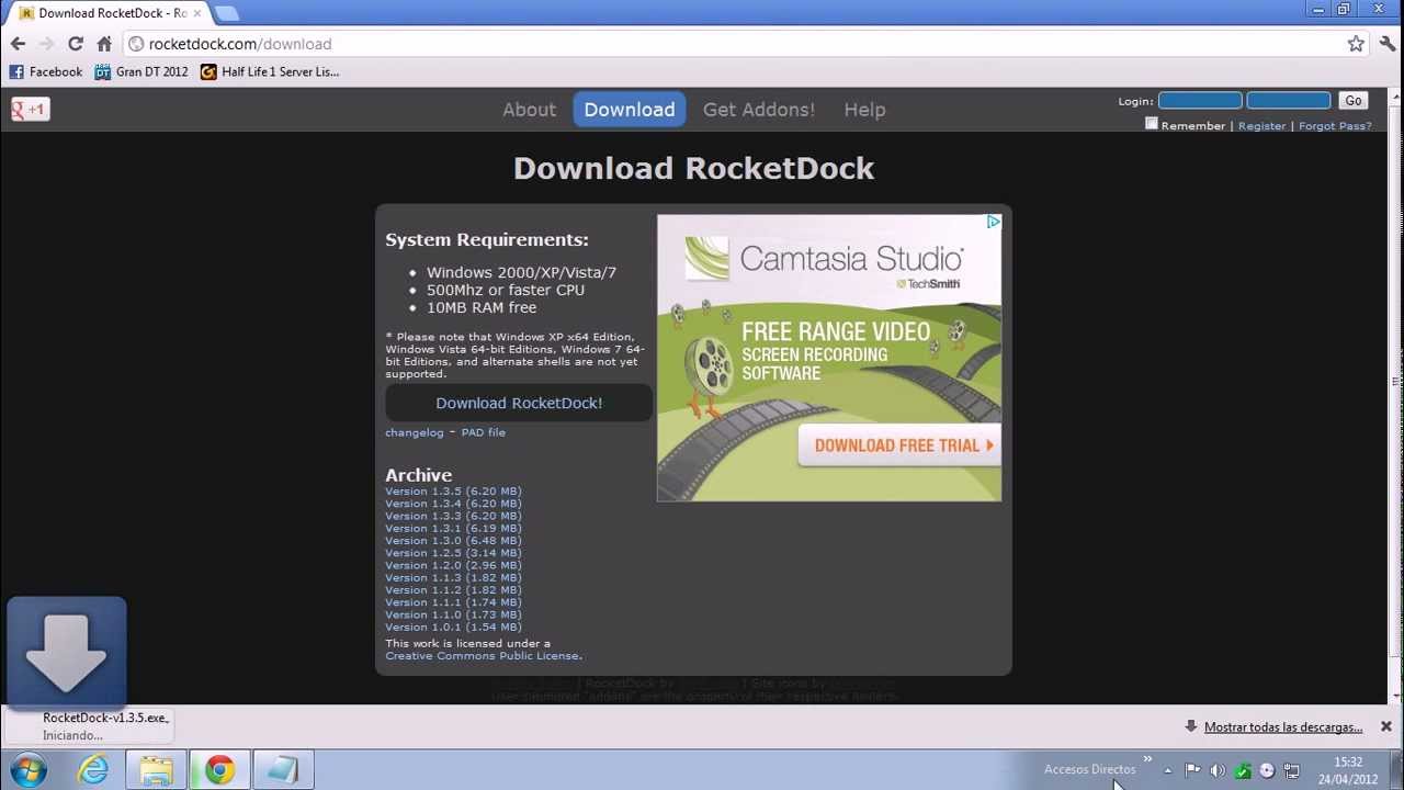 como descargar barra flotante rocketDock - YouTube