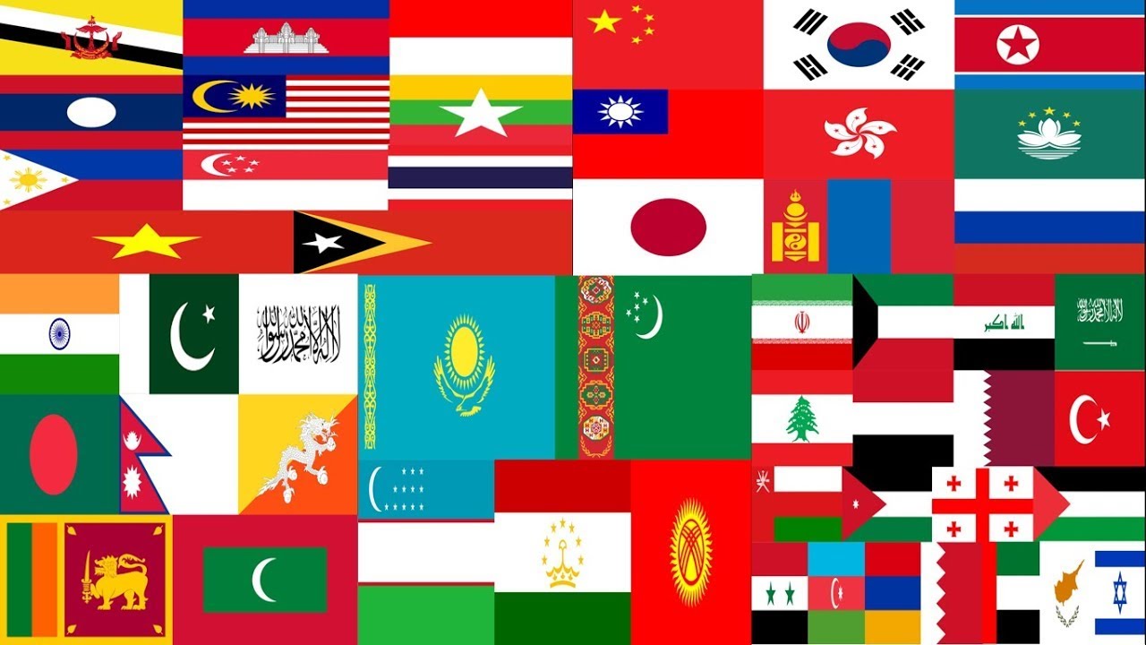 All Asian Countries Compilations Flag Animations - YouTube
