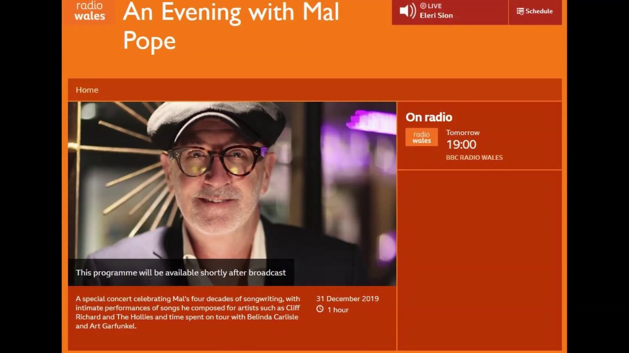An Evening with Mal Pope - In Concert BBC Radio Wales and Sounds app ...