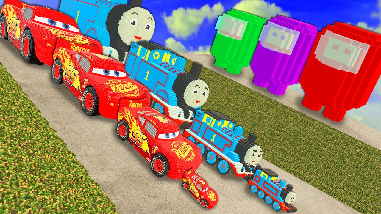 Big & Small Lightning McQueen vs Big & Small Train Thomas vs DOWN OF ...