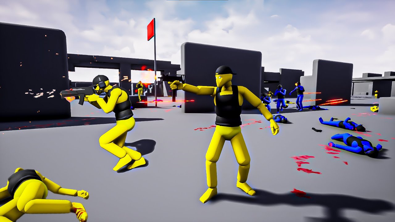 Blue vs Yellow epic battle gameplay | AI Battles with Active Ragdoll ...