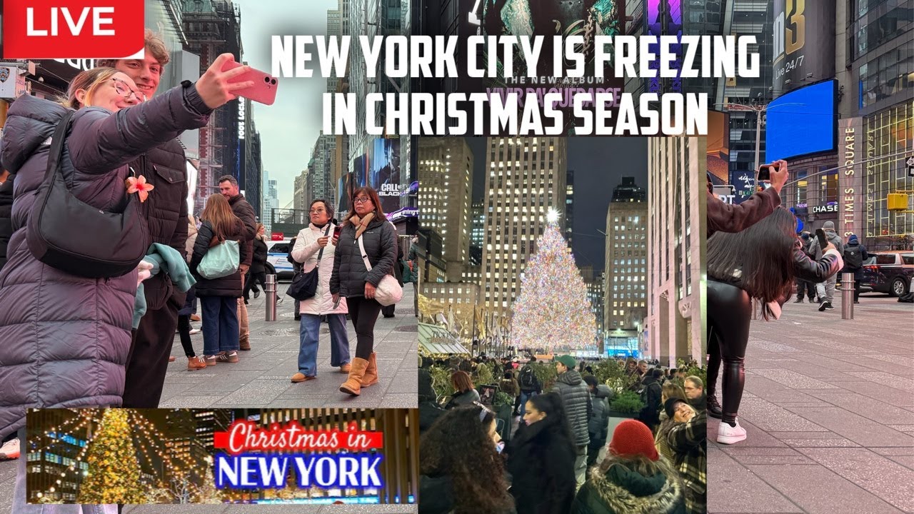 New York City Freezing Christmas Holiday | Manhattan Times Square Live ...