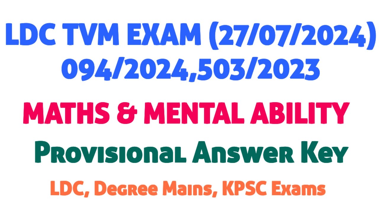 LD Clerk Thiruvananthapuram Maths Analysis | LDC TVM Answer Key | LDC Maths Degree Mains #ldc # ...