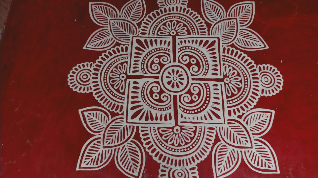 Beautiful Floor Alpona Design For Festival//Creative Rangoli Design ...