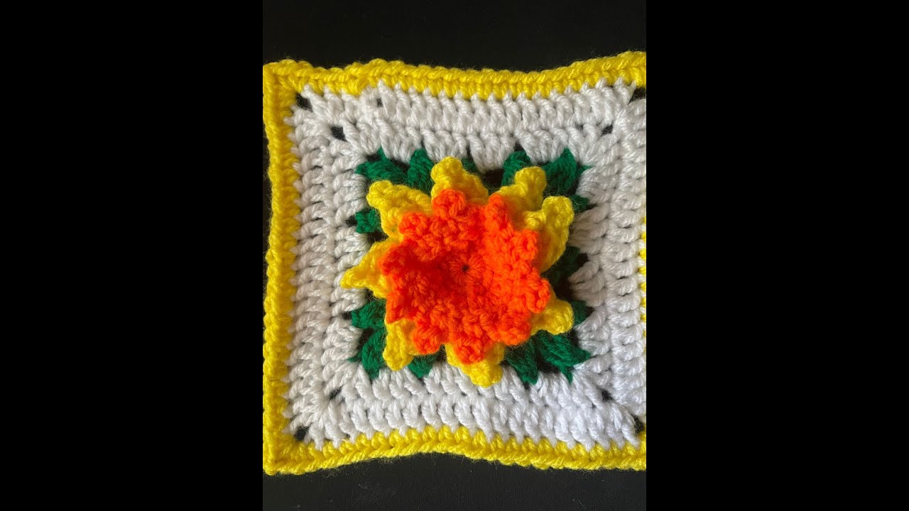 3D Flower Granny Square - YouTube