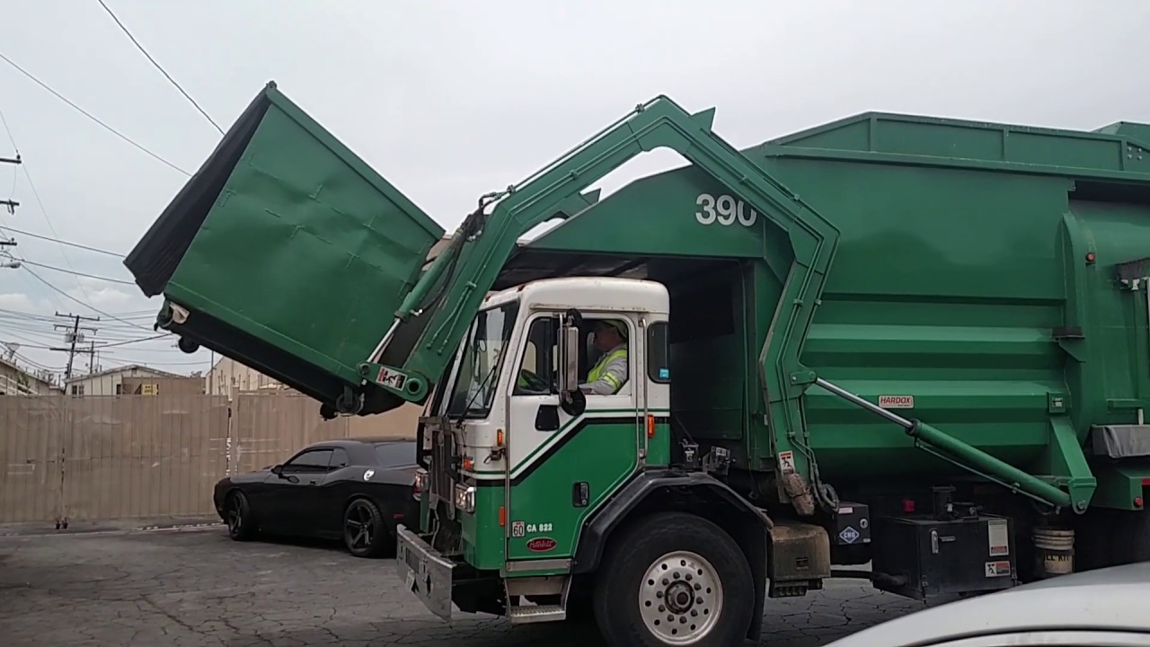 Calmet services front loader trash truck #390 peterbilt 320 part 4 ...