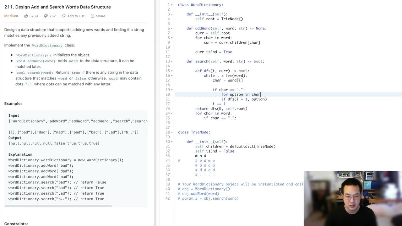 Design Add and Search Words Data Structure Neetcode150 Series (62 of 150) Leetcode - Second Run ...