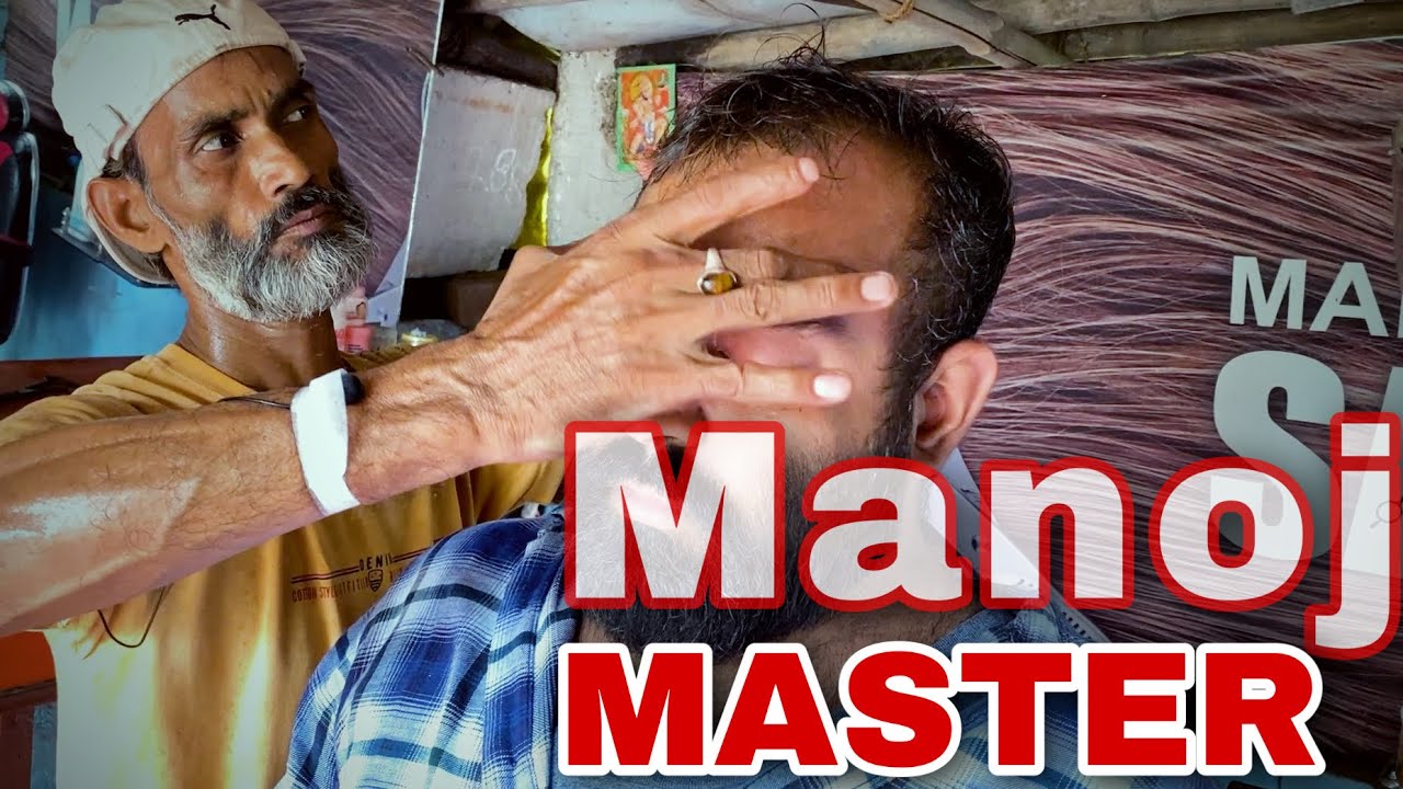 Manoj Master Head Massage in his traditional barber shop after long ...