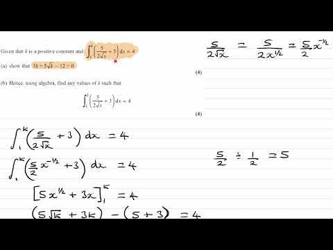 Integration Exam Questions - A Level Maths - Edexcel Pure Year 1 - Q6 (level 2) - YouTube