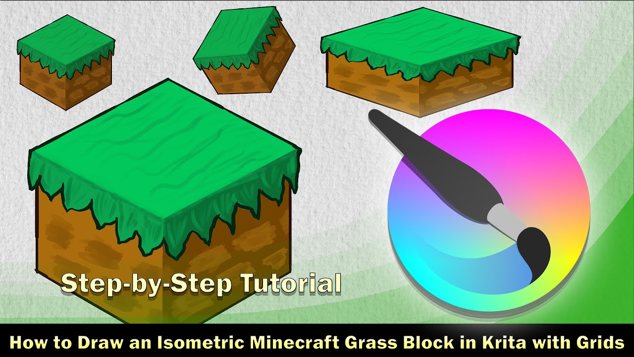How to Draw an Isometric Minecraft Grass Block in Krita with Grids ...