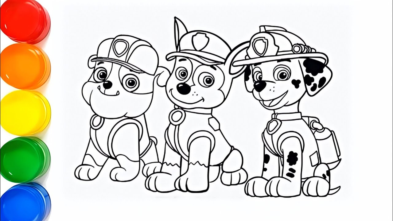 Paw Patrol Drawing and Coloring Pages | How to Draw Paw Patrol Cartoon ...