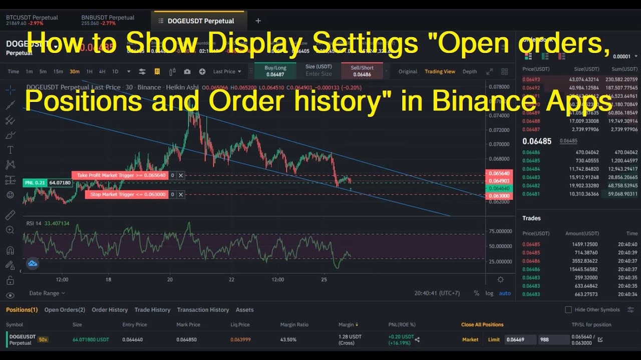 How to Show Display Settings "Open orders, Positions and Order history ...