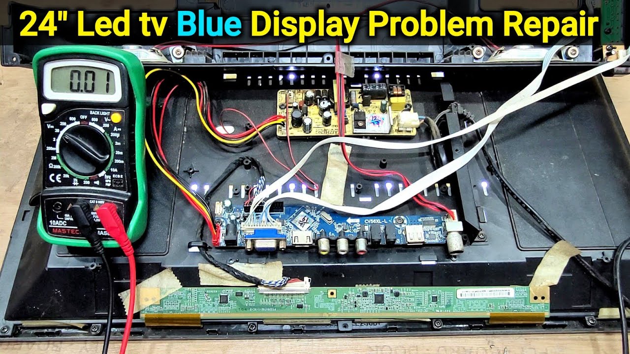 24" LED TV Blue Display Problem Repair | No Sound | No Picture | You ...
