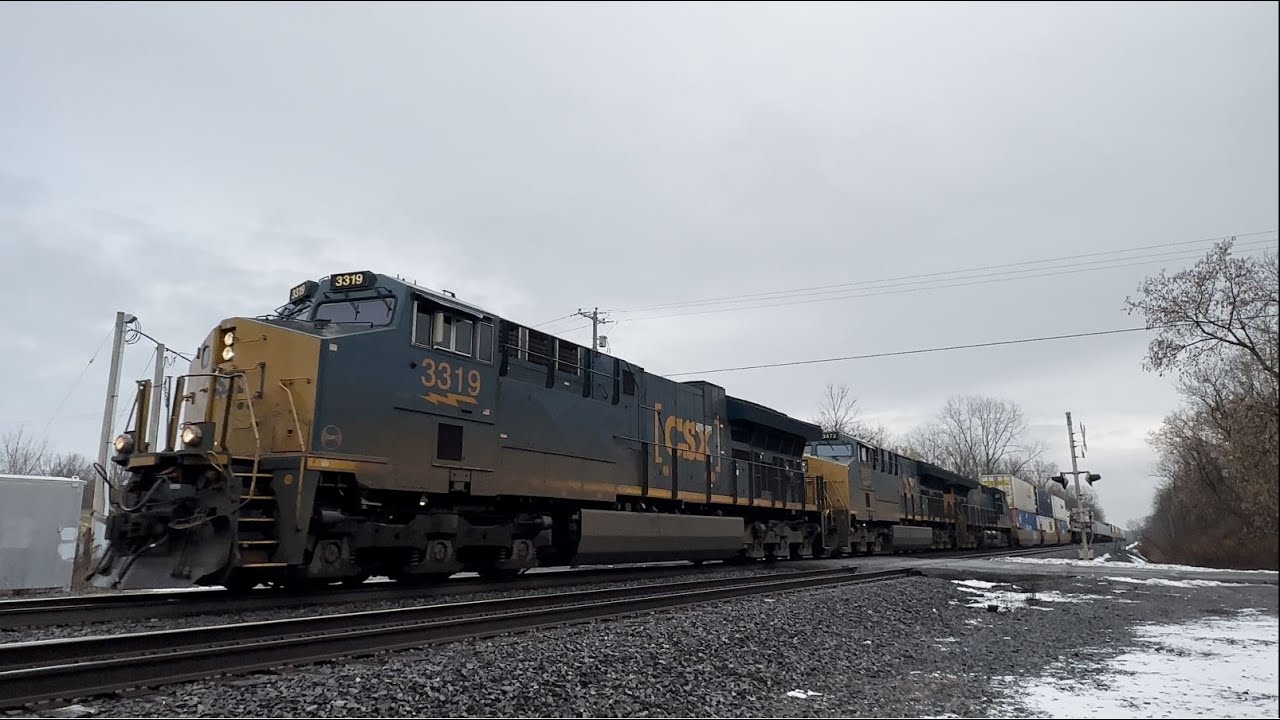 CSX I017 UPS Intermodal Train Races Thru Weedsport, NY (1/11/24) [4K60 ...