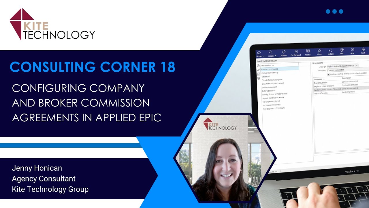 Consulting Corner 18: Configuring Company and Broker Commission Agreements in Applied Epic - YouTube