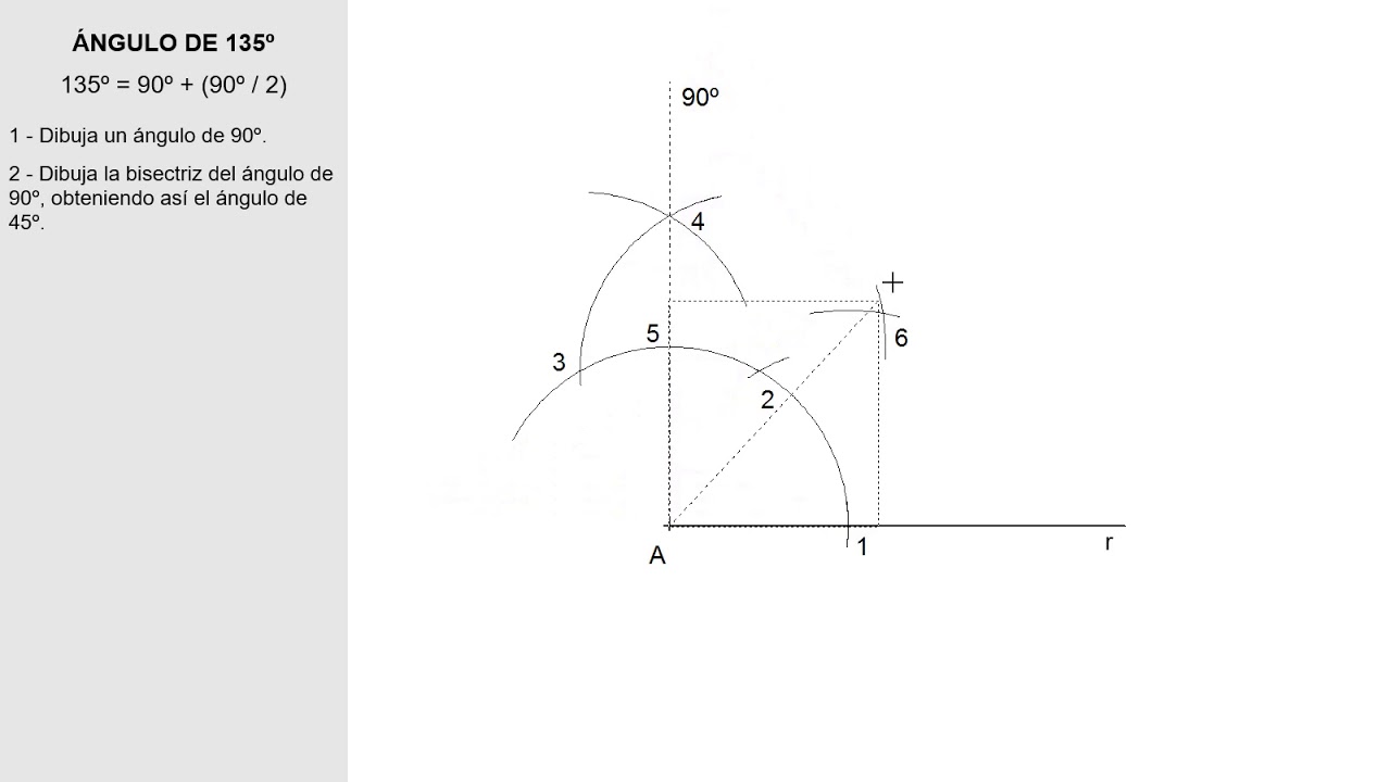 08.6e-Ángulo de 135º usando compás y regla - YouTube