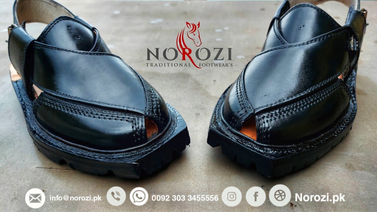 Norozi Chappal with Double Tire Sole Black | Norozi Kheri | Norozi ...