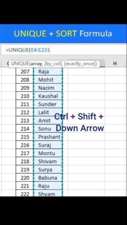 Sort And Unique Formula In Microsoft Excel Exceltech Microsoftexcel Exceltips Excelworld