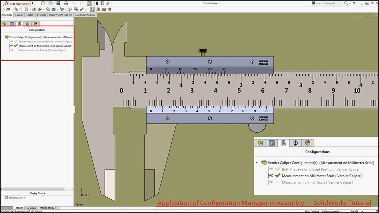 'Application of Configuration Manager in Assembly'--SolidWorks Tutorial ...