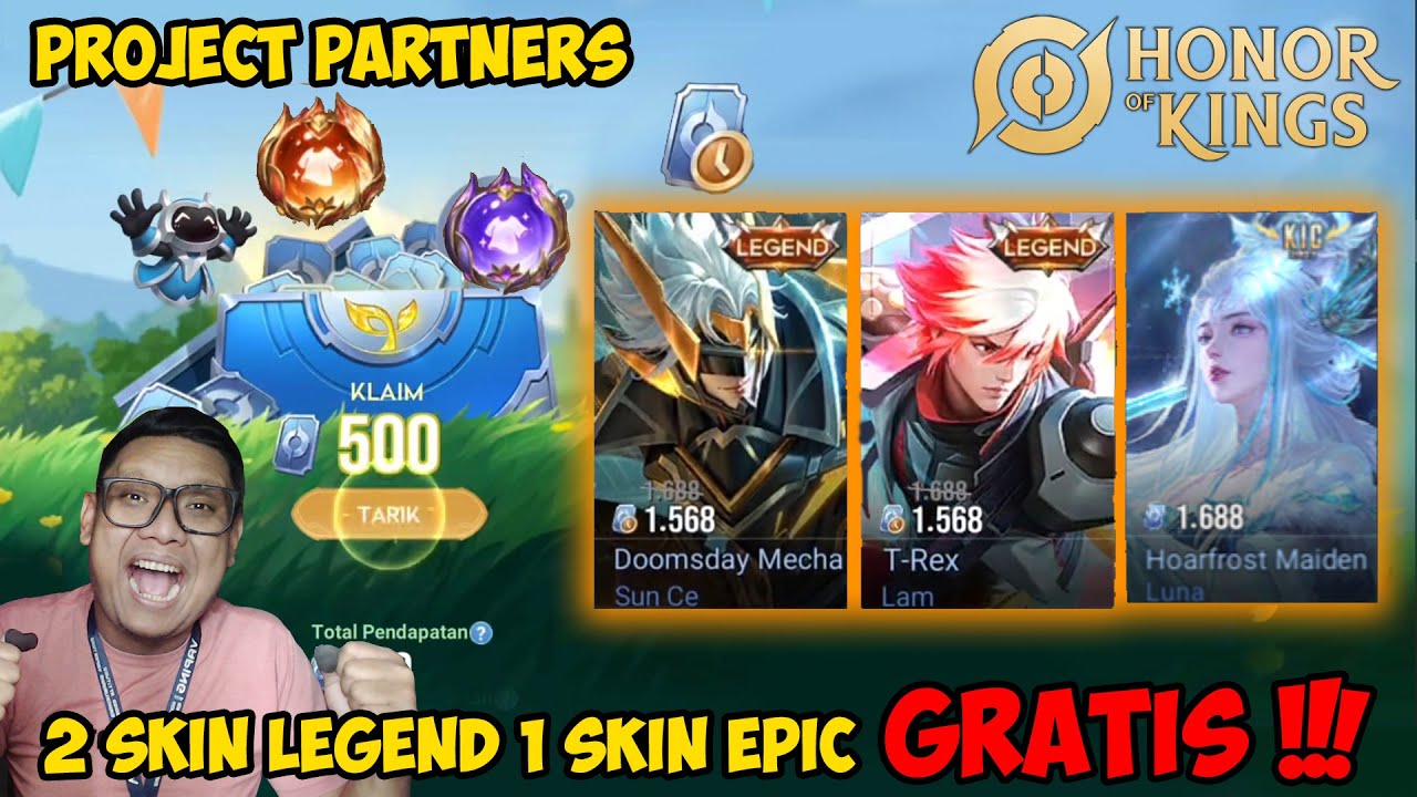 GRATIS !! PILIH 2 SKIN LEGEND TOKEN EVENT PROJEK PARTNER HONOR OF KINGS ...
