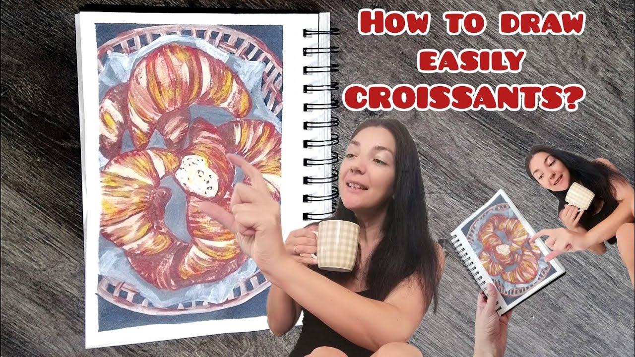 How to draw CROISSANTS easily 🤤🥐We draw croissants faster than they ...