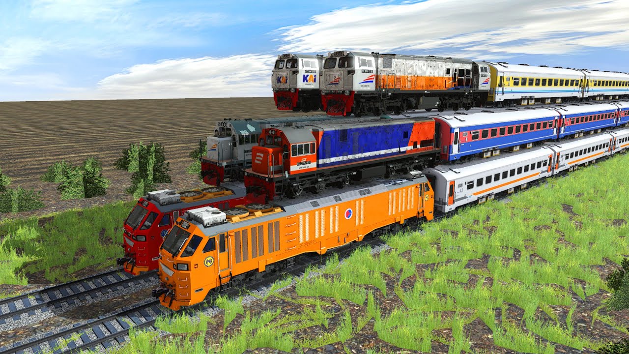 CRAZY TRAINS ON TOP OF THE TRAIN CROSSING | BUMPY FORKED RAILROAD ...