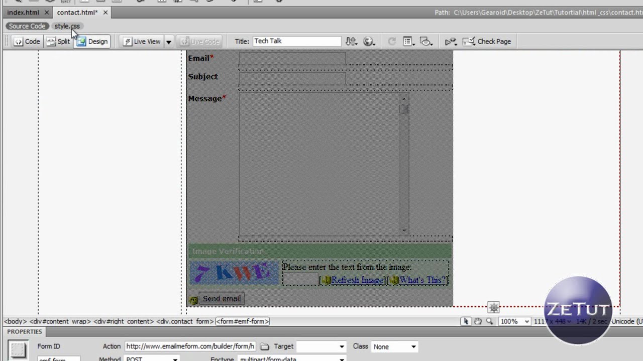 Dreamweaver Tutorial | Make a CONTACT FORM - YouTube