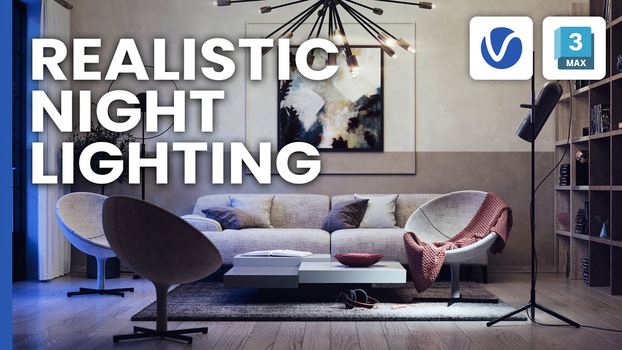 Realistic interior night lighting with V-Ray for 3ds Max - YouTube