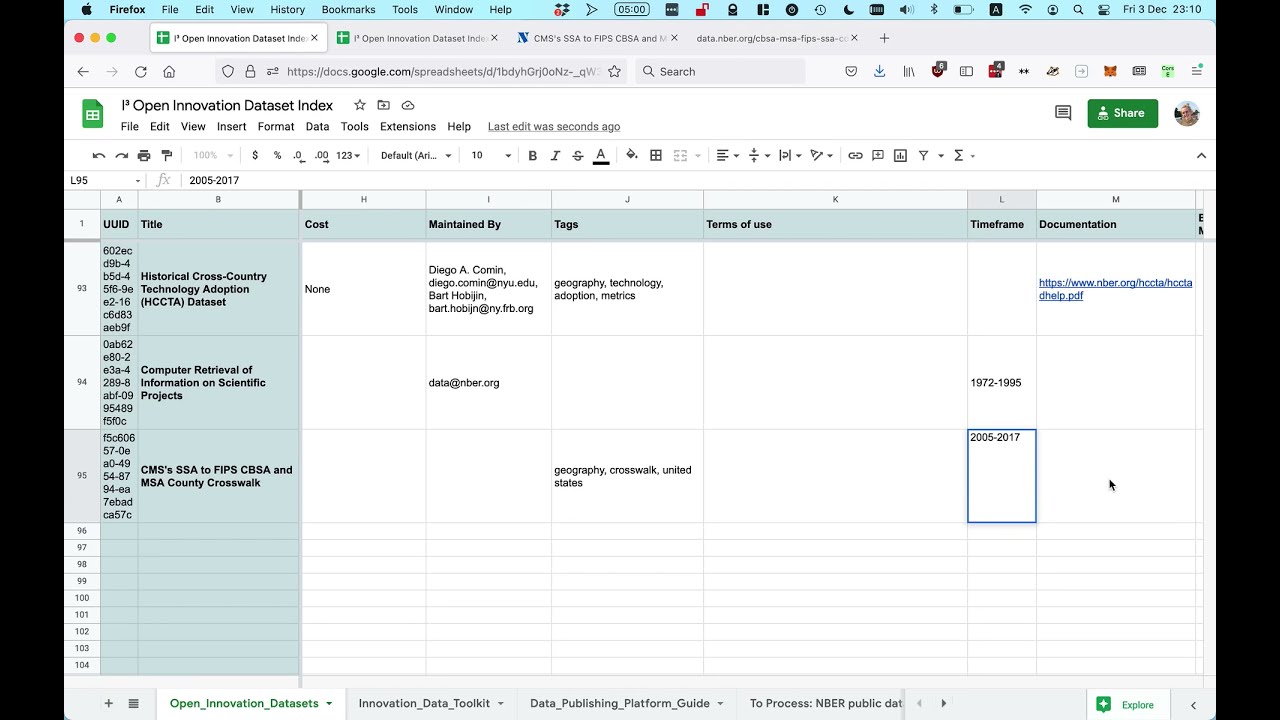 Editing the I³ Dataset Index Using Google Sheets - YouTube