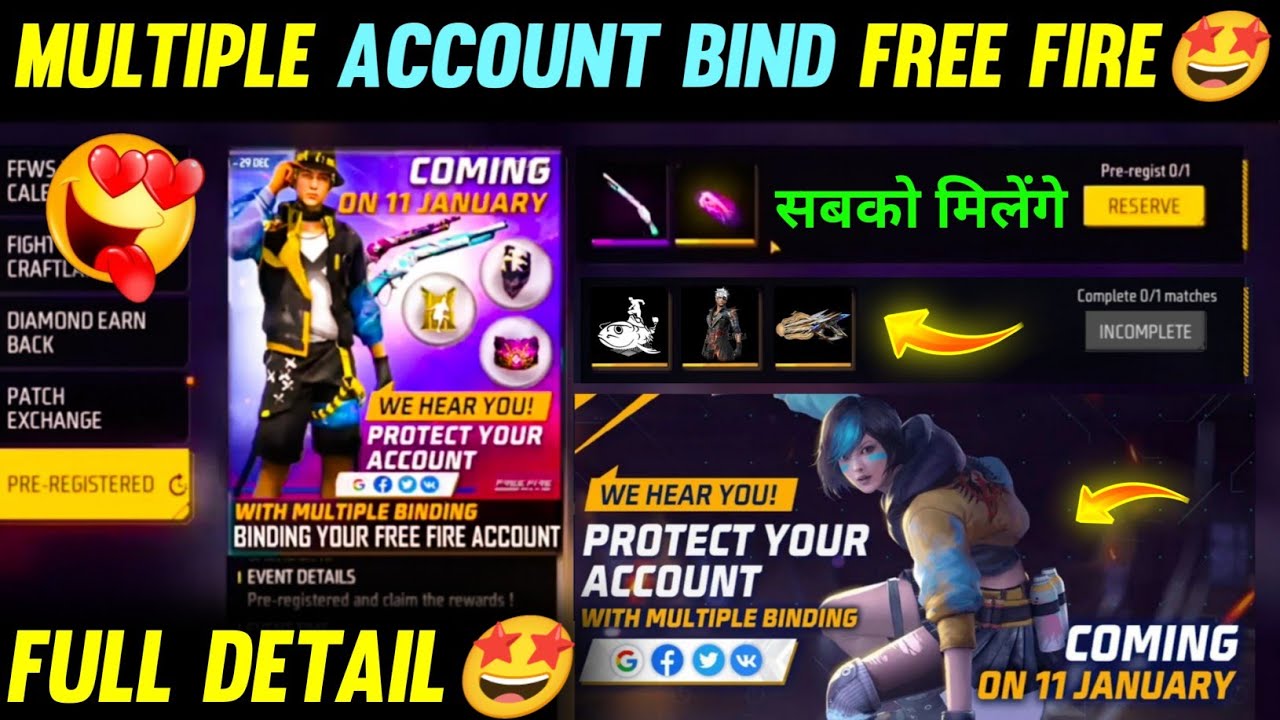 How To Bind Account In Free Fire | Multiple Bind | Free Fire New Update ...