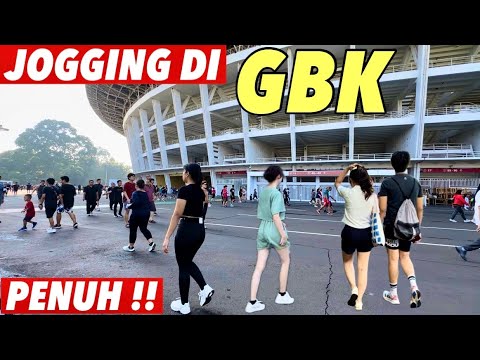 Rame Banget ! Jogging Olahraga Pagi Di GBK Stadion Utama Gelora Bung ...