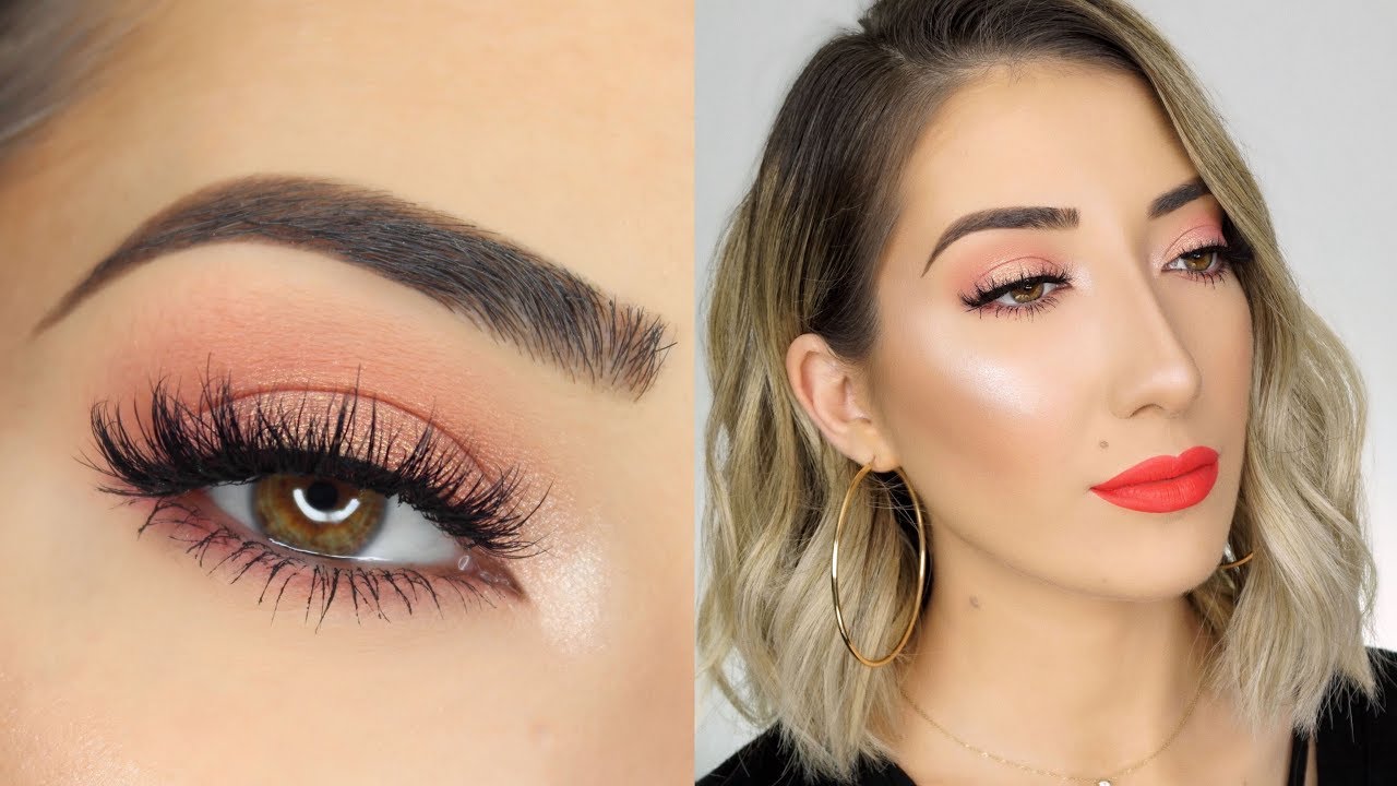 SOFT PEACHY SUMMER GLAM MAKEUP TUTORIAL - YouTube