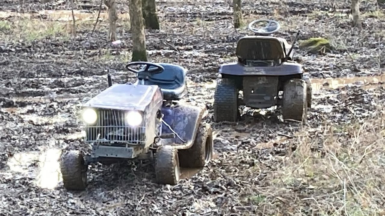 Craftsman mud mower riding - YouTube