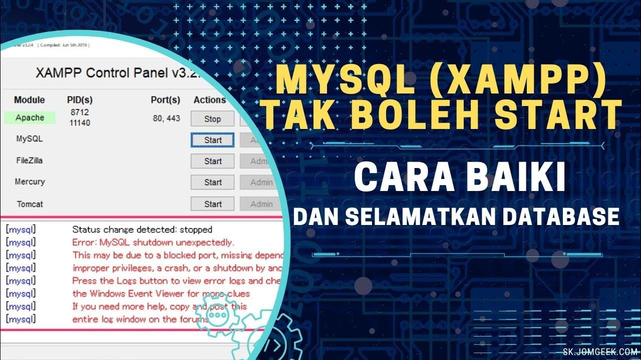 Baiki MySQL (Xampp) Dan Selamatkan Pangkalan Data - YouTube